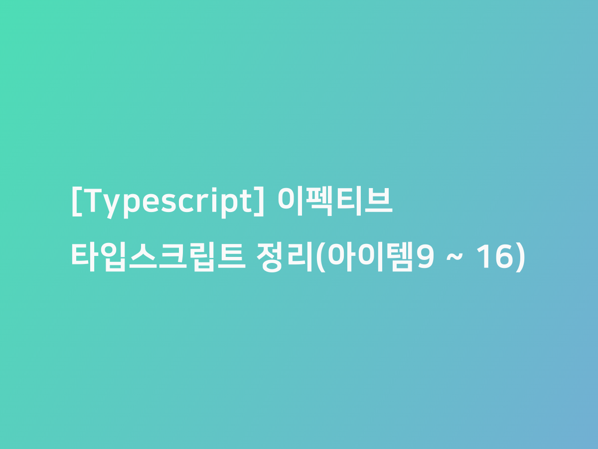 Typescript 이펙티브 타입스크립트 정리아이템9 ~ 16 코드너리 