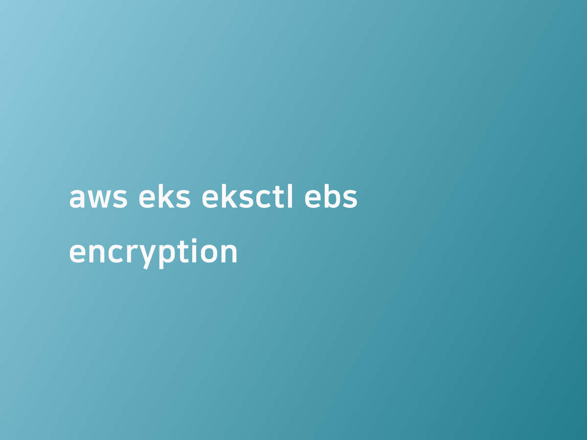 aws eks eksctl ebs encryption | 코드너리