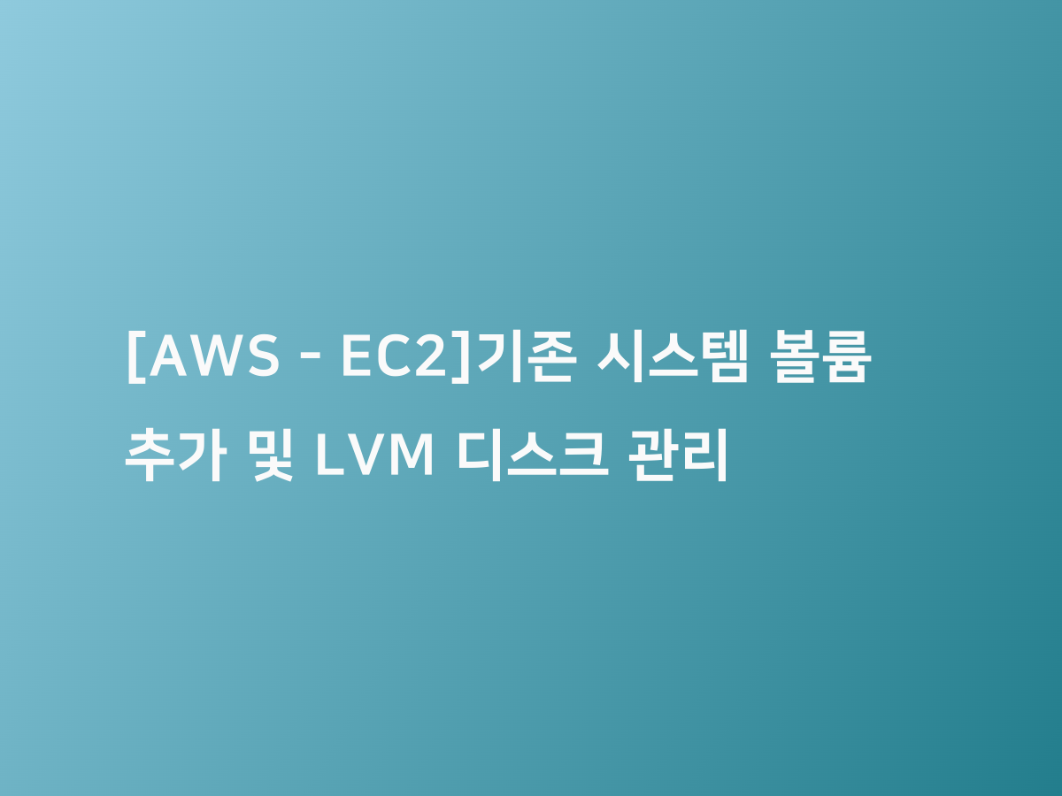 [AWS - EC2]기존 시스템 볼륨 추가 및 LVM 디스크 관리 | 코드너리