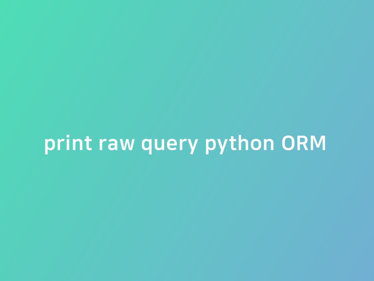 print raw query python ORM | 코드너리