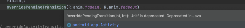 [Android] 'overridePendingTransition(Int, Int): Unit' is deprecated. Deprecated in Java 해결 방법 | 코드너리