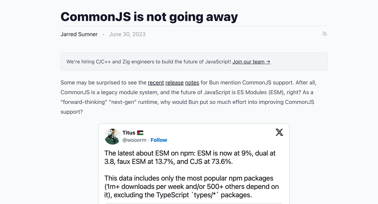[번역] CommonJS는 사라지지 않습니다 | 코드너리